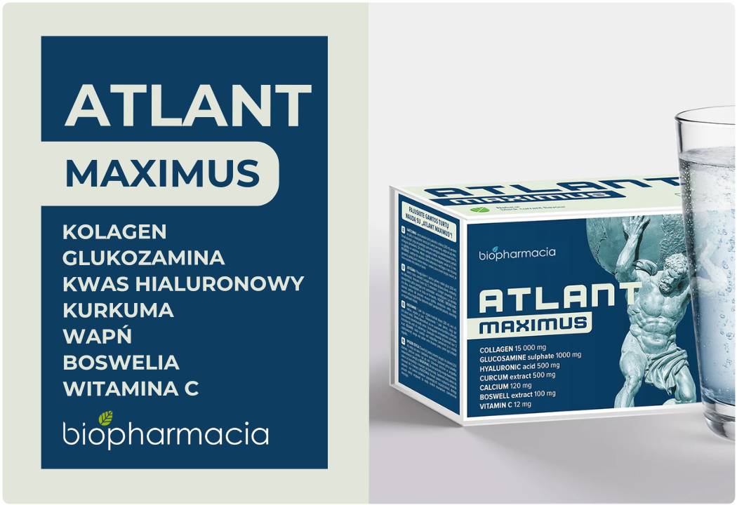 ATLANT MAXIMUS Kolagen na Stawy Typu I III Glukozamina Kwas Hialuronowy ...